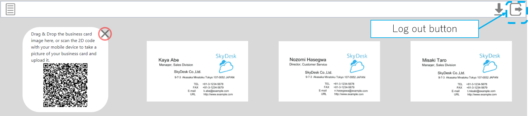 Business card exchange table - Help | ApeosPlus Cards R